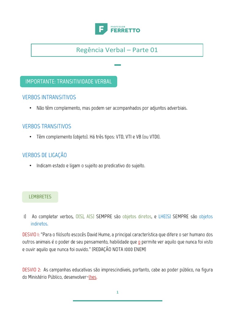 Regência Verbal Essencial: Uma Introdução aos Principais Tipos de ...