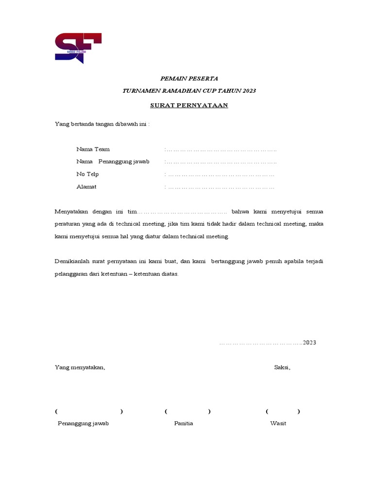 Formulir Pendaftaran FUTSAL | PDF