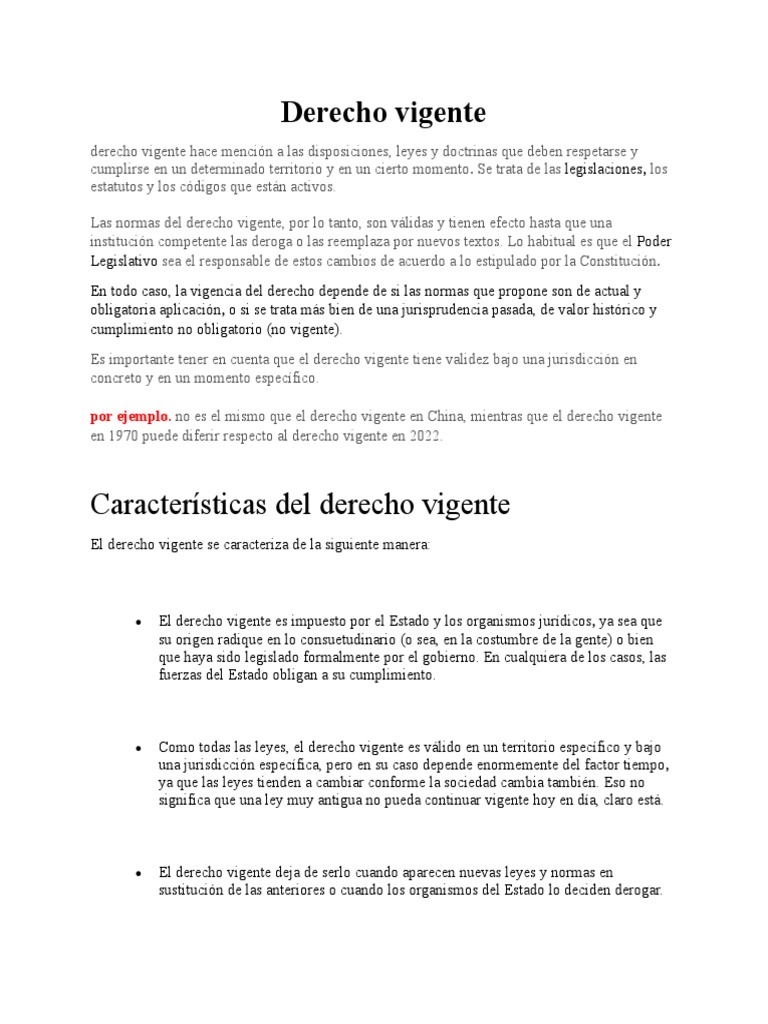 Características del Derecho Vigente | PDF | Ciencias Políticas ...