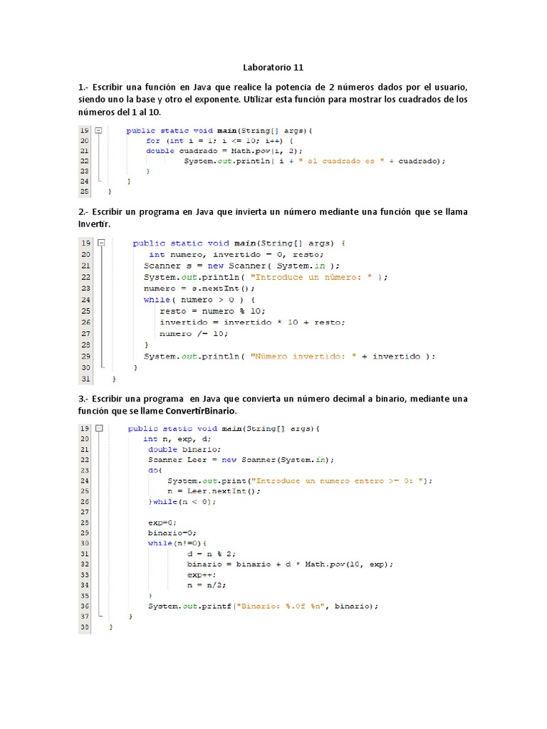 Lab 11: Funciones en Java para potencias, inversión, conversiones y ...
