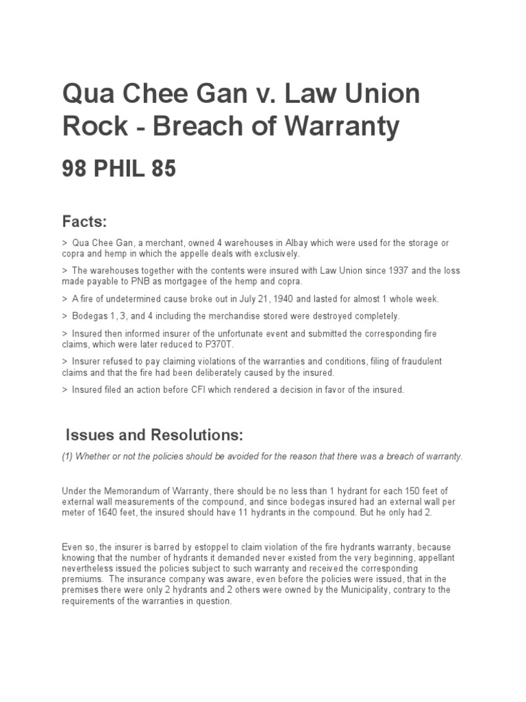 3.a Qua Chee Gan V Law Union Rock | PDF | Insurance | Private Law