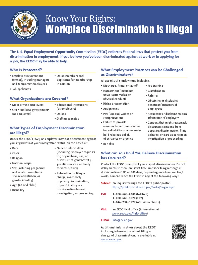 22-088 EEOC KnowYourRights | PDF | Employment Discrimination | Equal ...