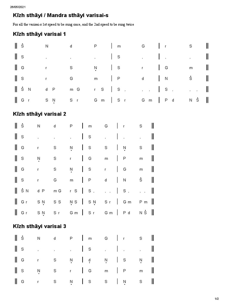 4.kizh Sthayi Varisai | PDF | Classical And Art Music Traditions