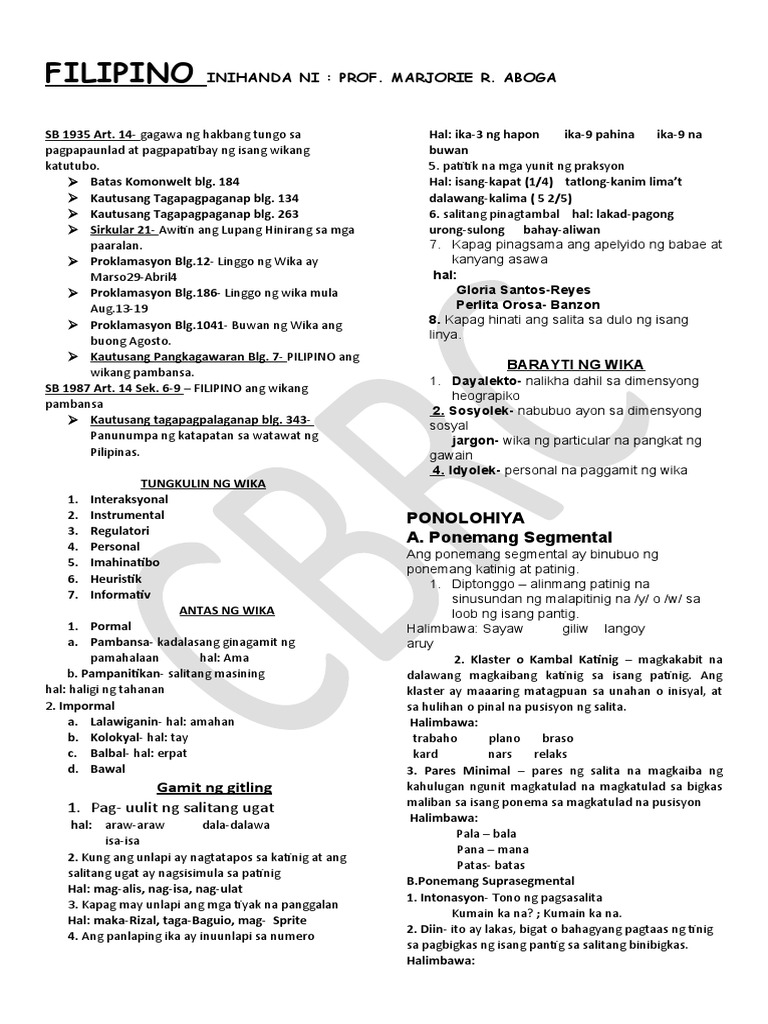 Filipino Major | PDF