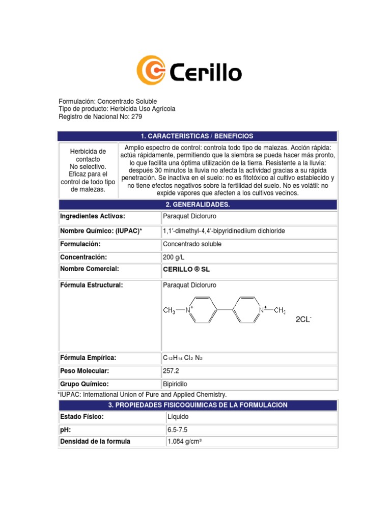 Cerillo SL Fichas Tecnica 21novi2018 | PDF | Fotosíntesis | Radical ...
