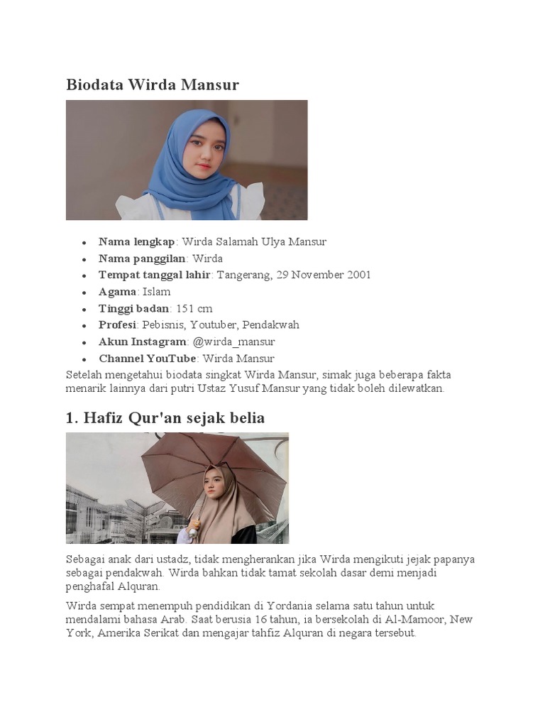 Biodata Wirda Mansur | PDF
