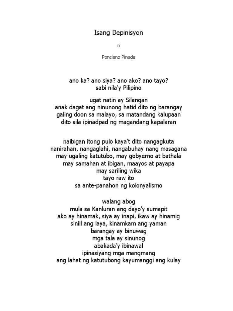 Isang Depinisyon - Sabayang Pagbigkas | PDF