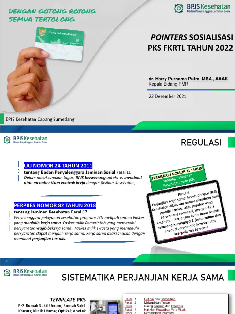 Pointers Sosialisasi: Pks FKRTL Tahun 2022 | PDF