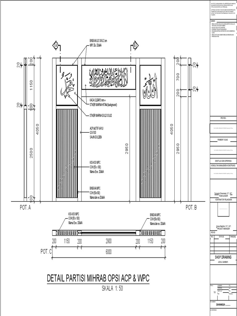 Detail Partisi Mihrab Opsi Acp & WPC: Pot. A Pot. B | PDF