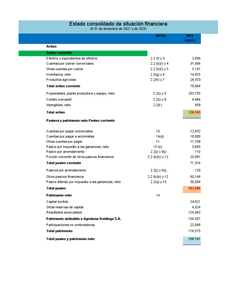 Estado Consolidado de Situación Financiera | PDF | Microeconomía ...