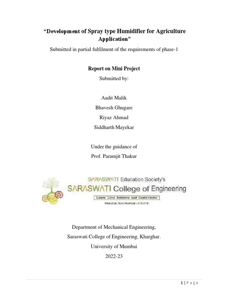 Project Report Final | PDF | Humidity | Pump