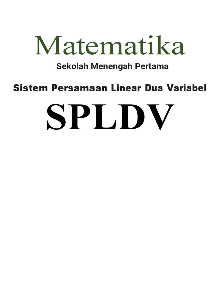 Matematika: SPLDV | PDF