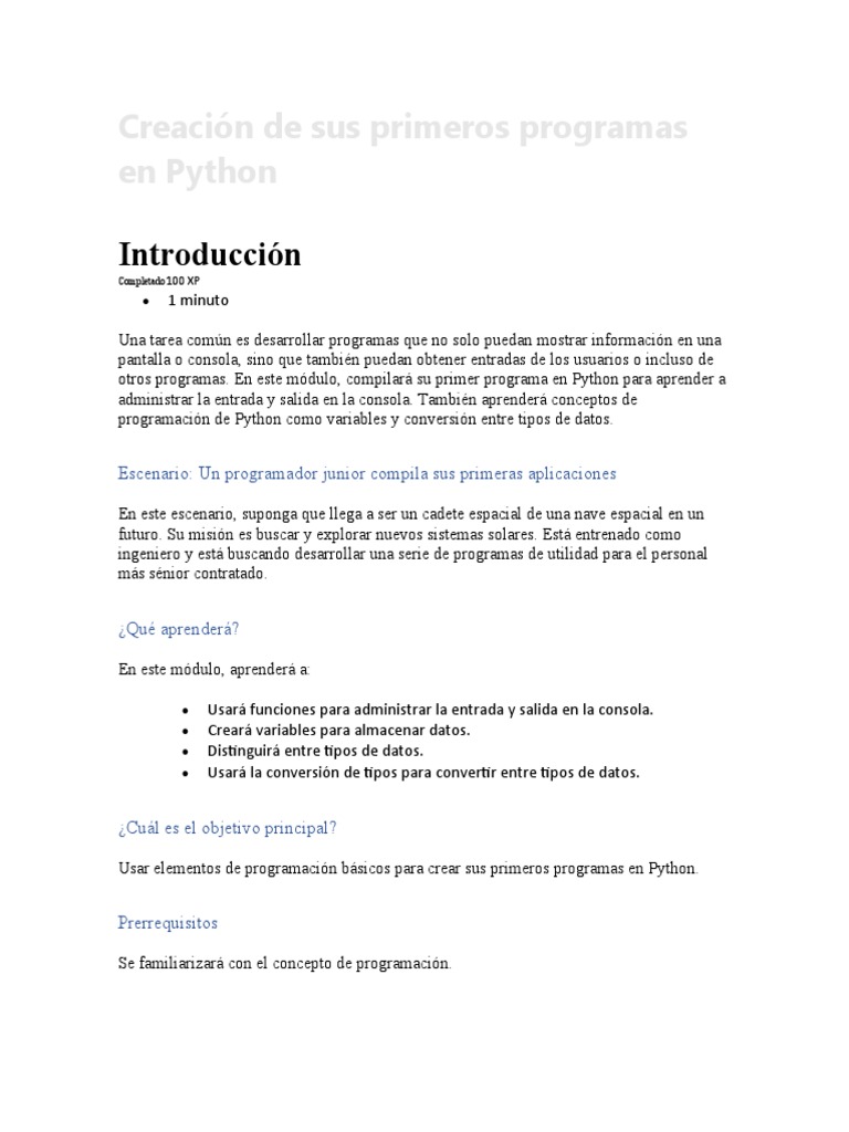 Creación de Sus Primeros Programas en Python | PDF | Programación | Programa de computadora