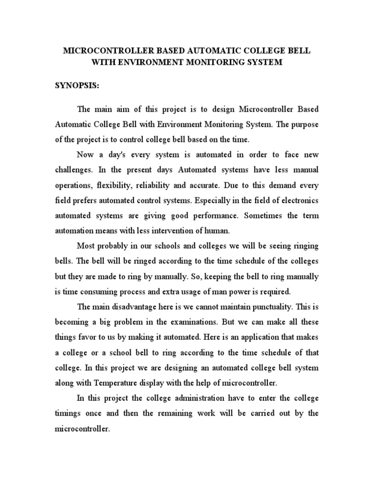 14.microcontroller Based Automatic College Bell With Environment Monitoring System | PDF