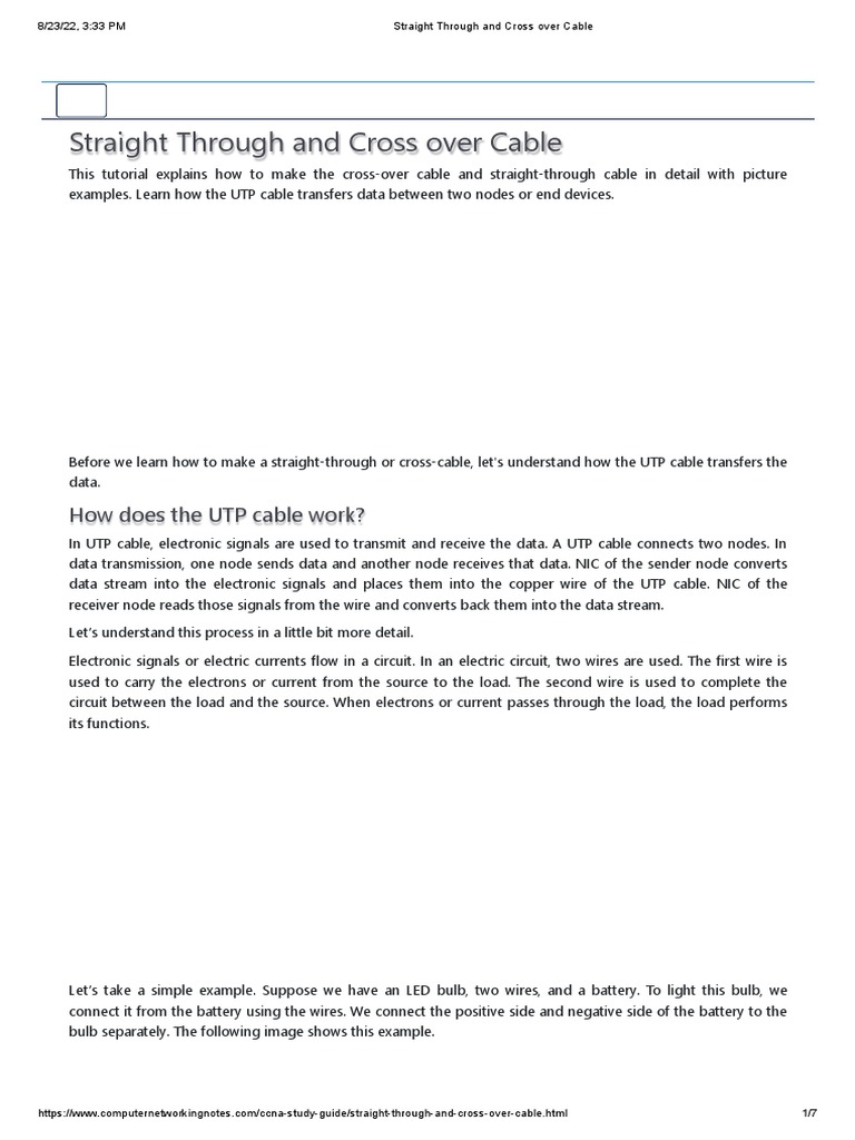 Straight Through and Cross Over Cable | PDF | Network Switch ...