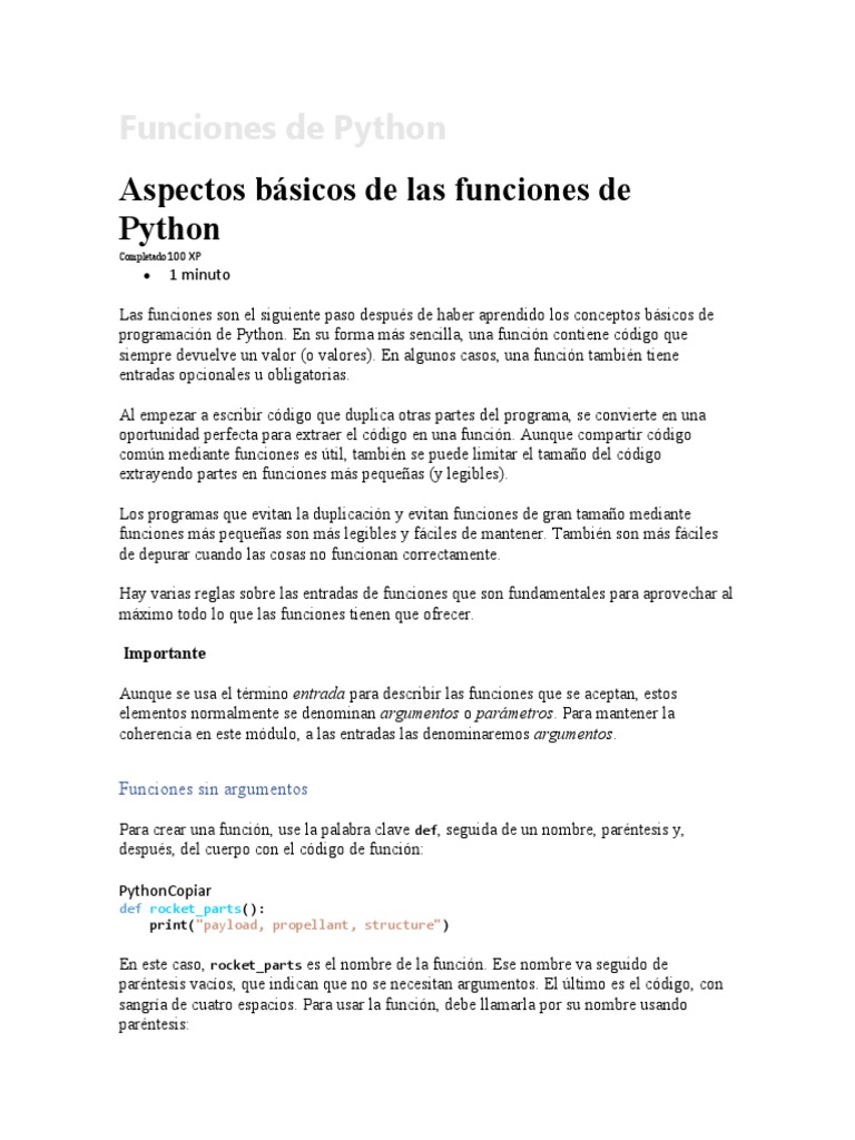 Funciones de Python | PDF | Python (lenguaje de programación) | Función ...