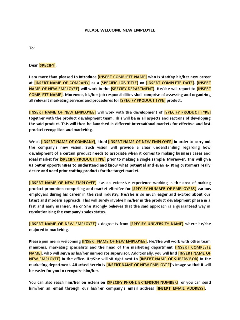 New Employee Introduction & Role | PDF | Employment | Business