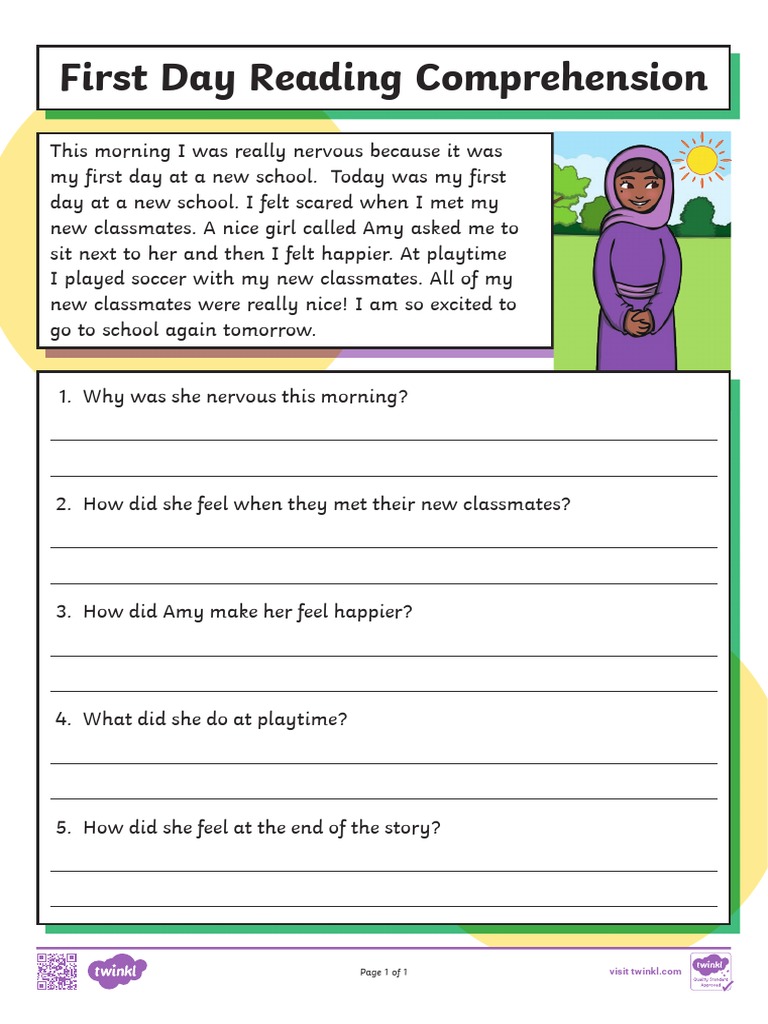 First Day at School Reading Comprehension | PDF | Mystery, Thriller ...