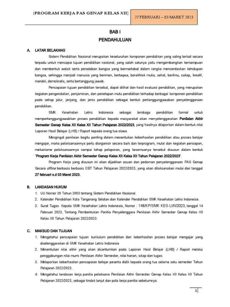 Proker Pas Genap Xii 2023 | PDF