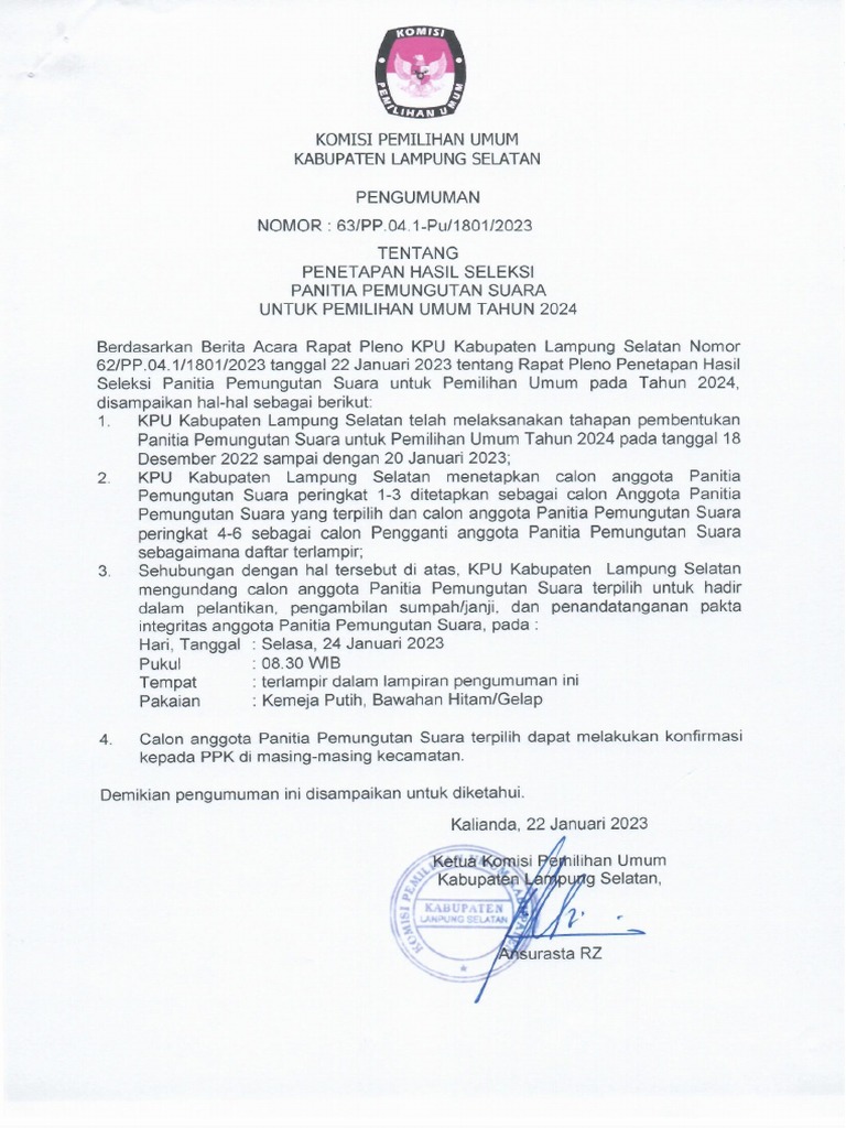 01 Scan Surat Pengumuman Penetapan PPS | PDF