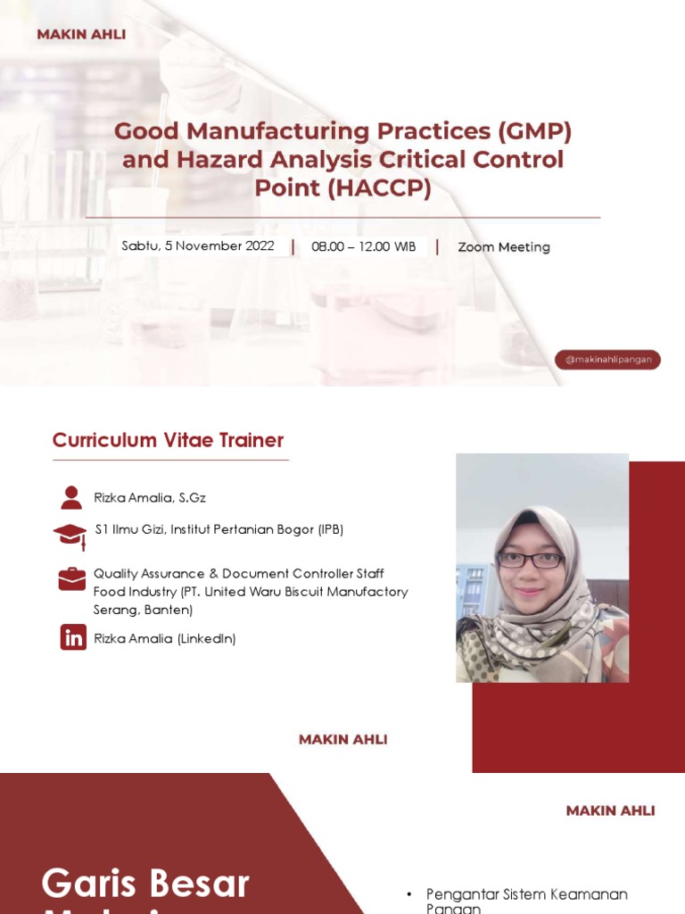 Makin Ahli GMP & Haccp (Food Safety in Food Industry) | PDF