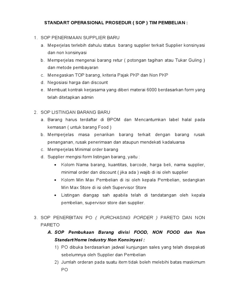 Standart Operasional Prosedur Pembelian | PDF