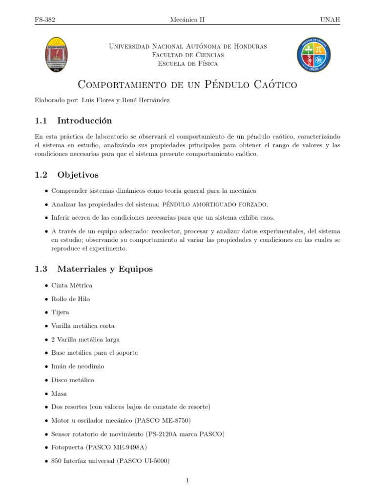 Guía Lab Chaotic Pendulum | PDF | Atractor | Teoría del caos