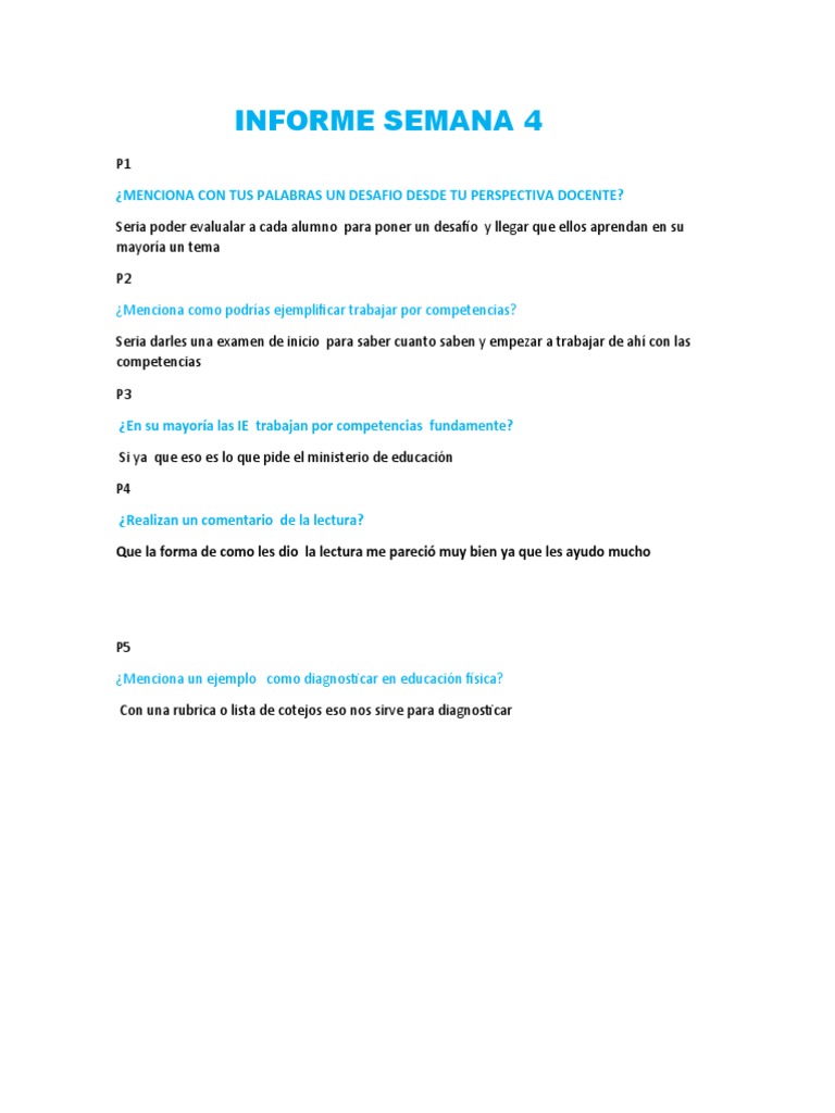 Informe Semana 4 | PDF