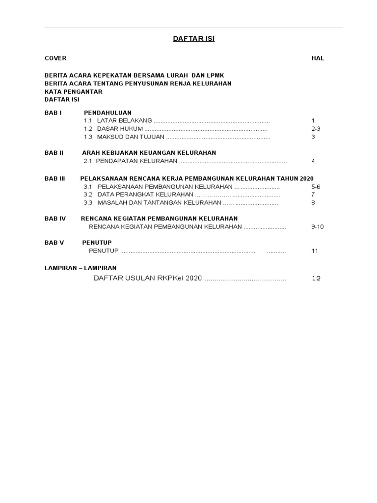 Daftar Isi Renja | PDF | Pengelolaan Keuangan & Uang | Teknologi & Rekayasa