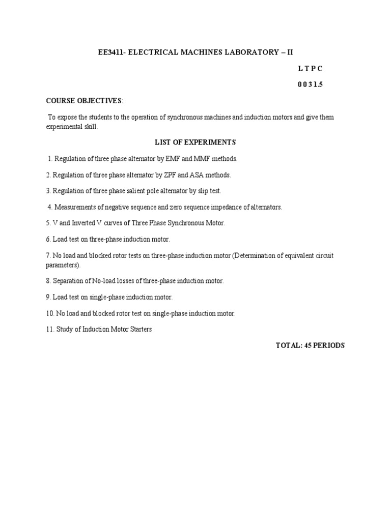 Electrical Machines Lab Guide | PDF