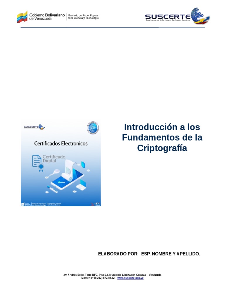 Introducción A Los Fundamentos de La Criptografía: Elaborado Por: Esp. Nombre Y Apellido | PDF ...
