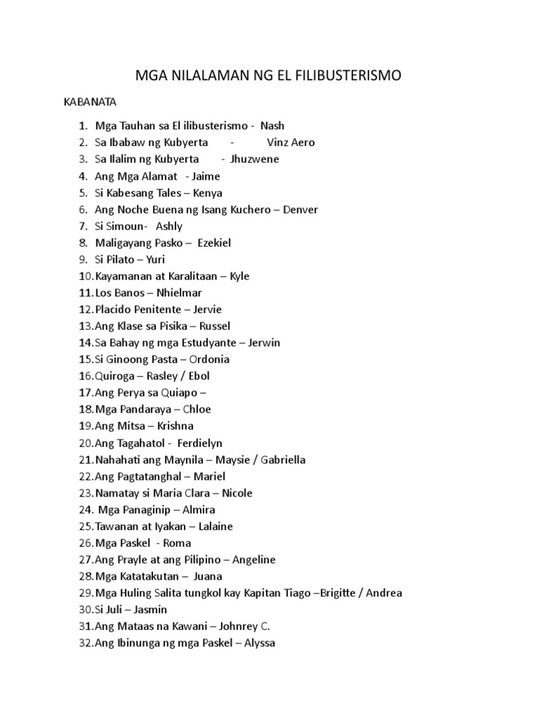 Mga Nilalaman NG El Filibusterismo | PDF