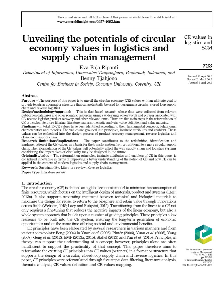 Unveiling The Potentials of Circular Economy Values in Logistics and ...