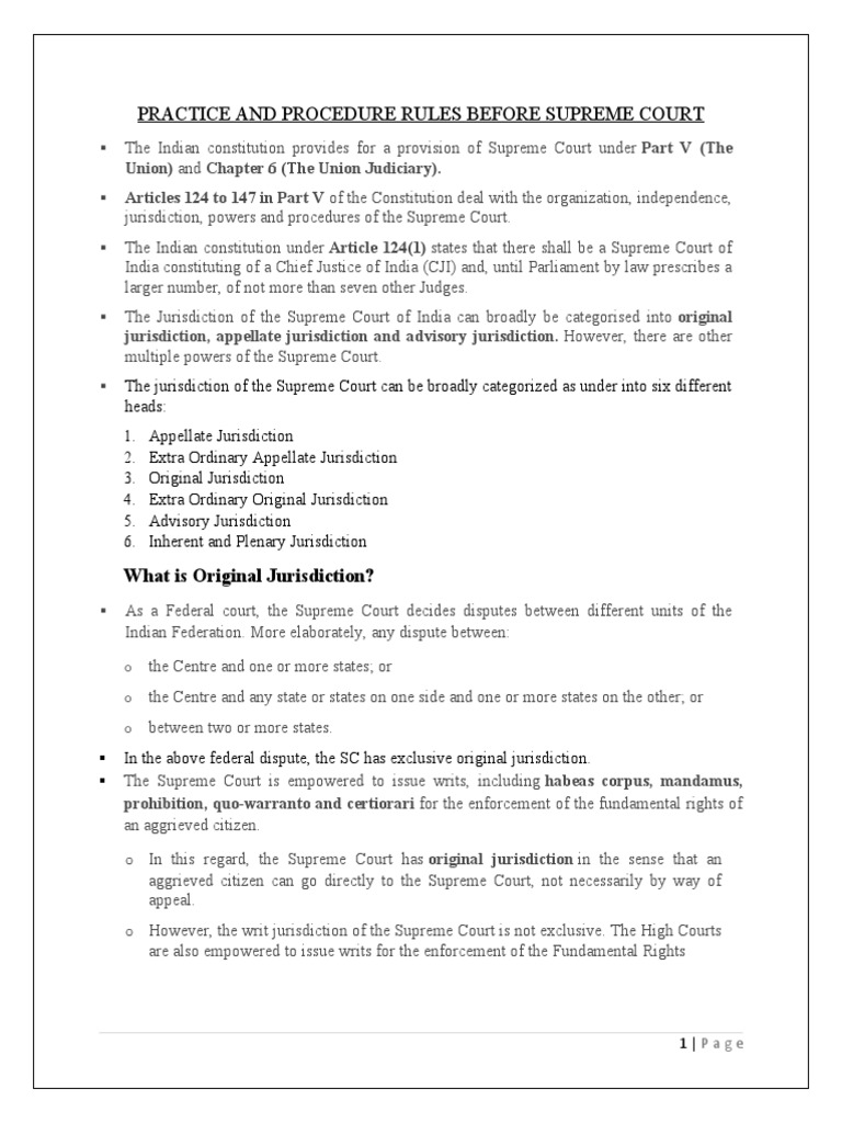 Practice and Procedure Rules Before Supreme Court | PDF | Appeal ...