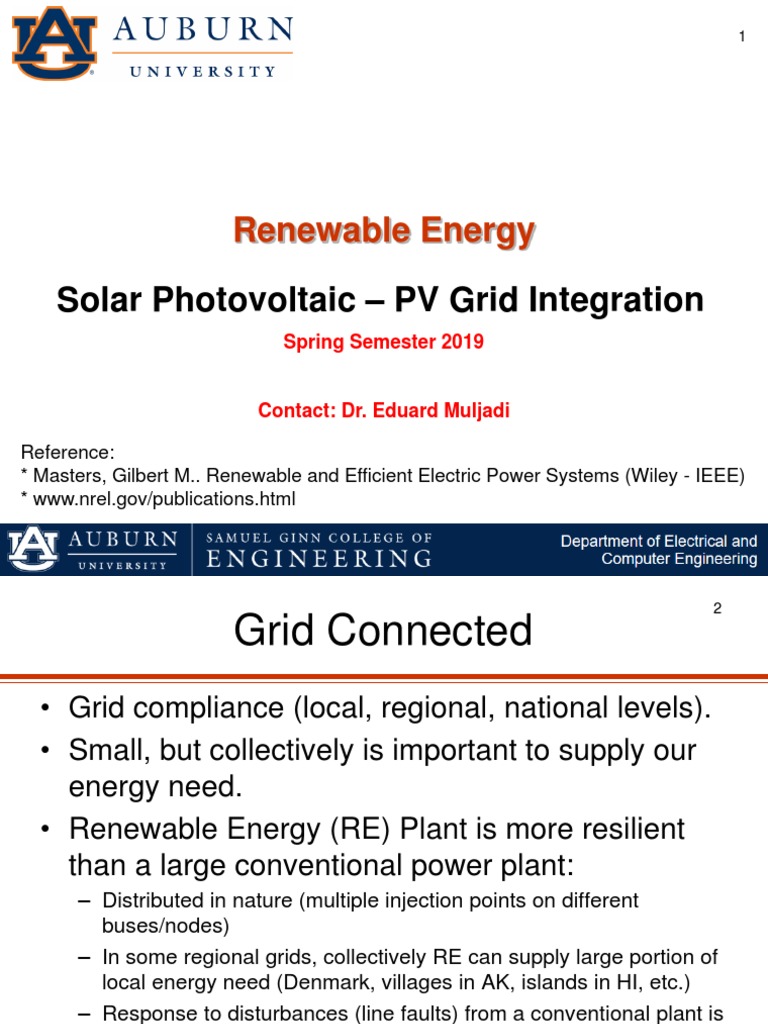 Lecture 12 Pv Grid Integration Pdf Electrical Grid Photovoltaics