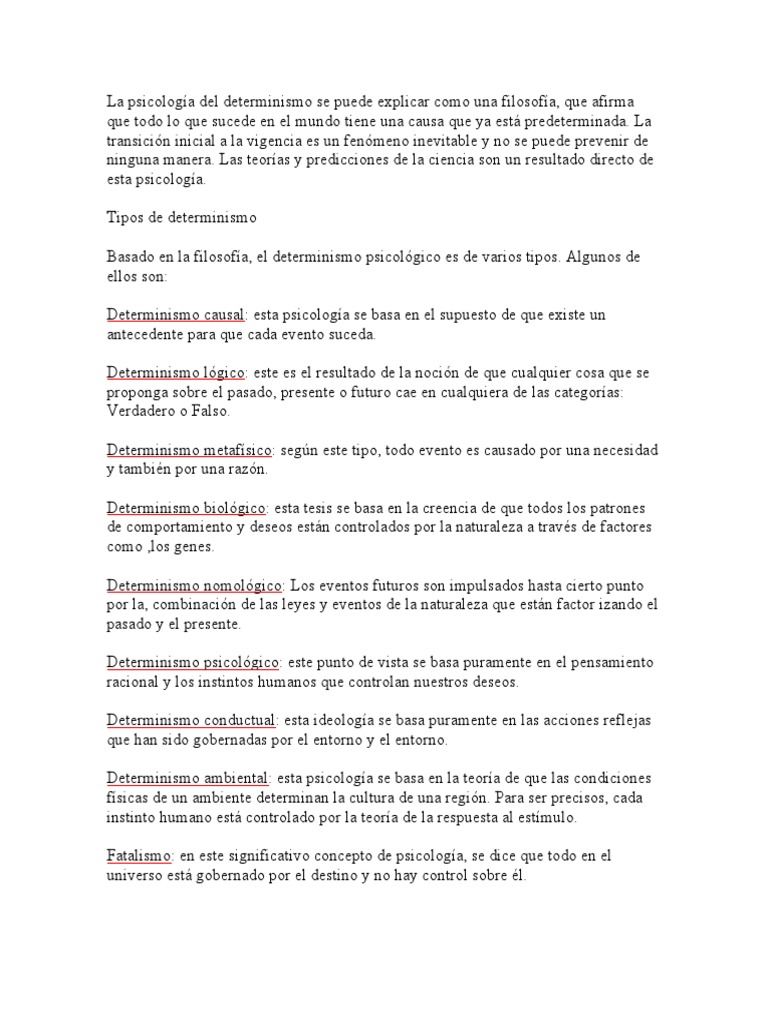 Tipos de Determinismo en Psicología | PDF