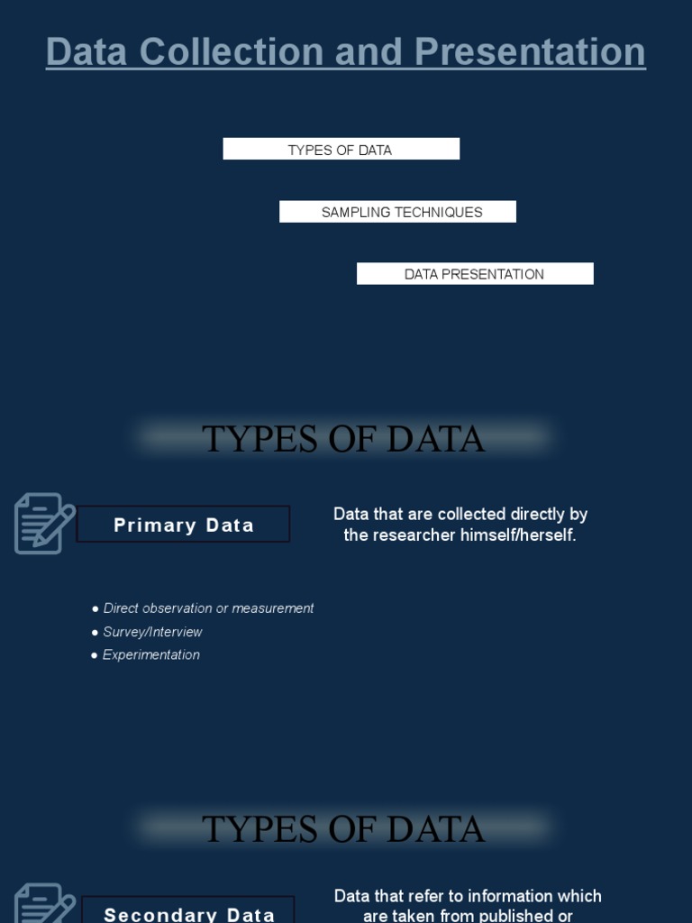 Data Collection and Presentation | PDF | Sampling (Statistics ...
