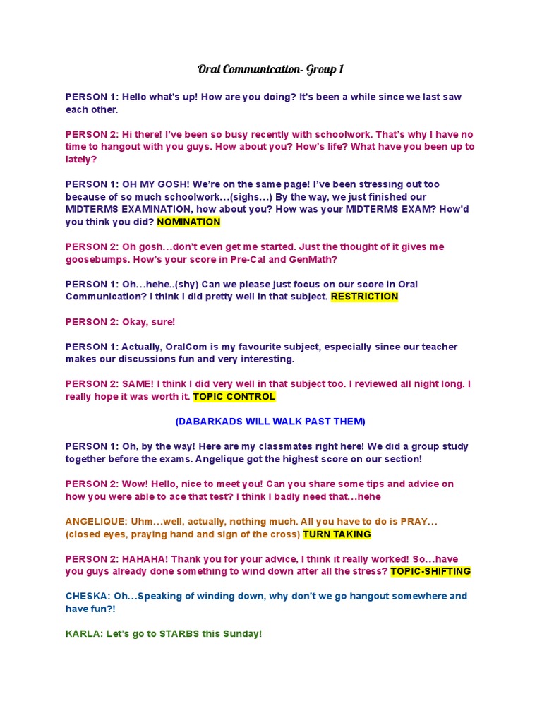 Oral Com Skit | PDF