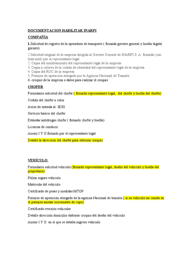 Documentación para Habilitar INARPI | PDF | Negocios
