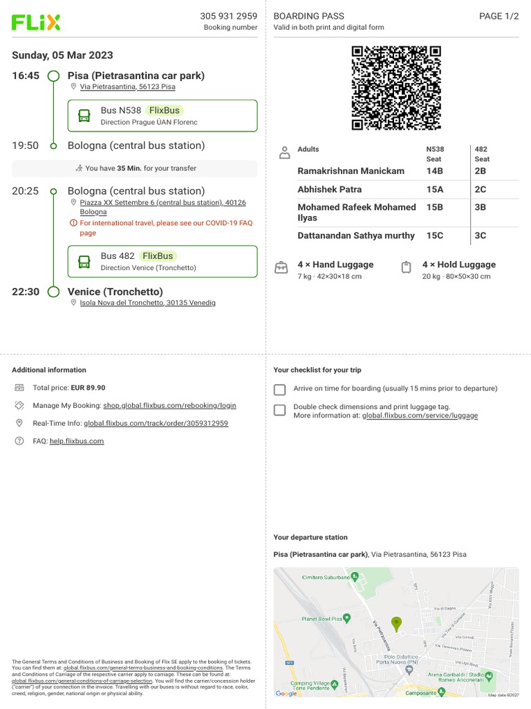 FlixBus Pisa to Venice | PDF | Bus Transport | Public Transport