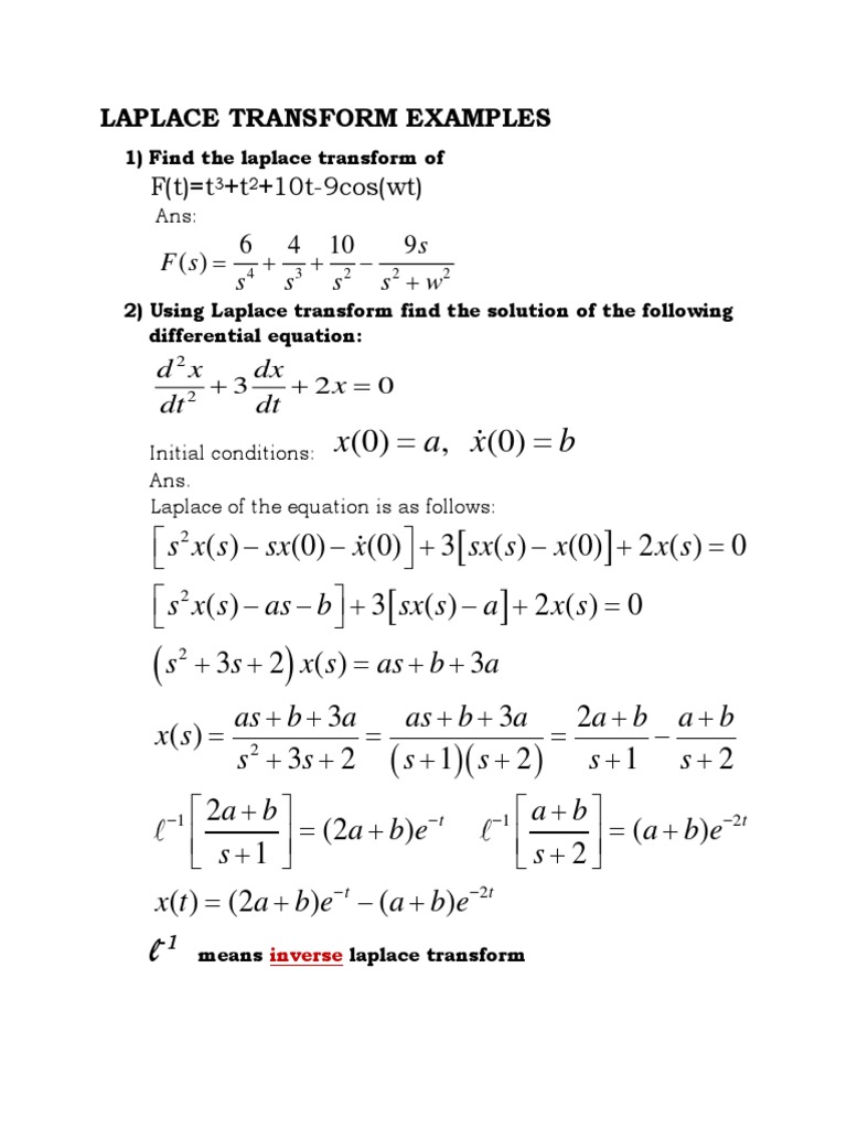 Examples On Laplace Transform | PDF