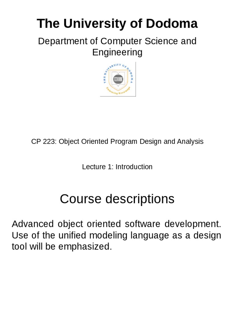 The University of Dodoma: Department of Computer Science and Engineering | PDF | Class (Computer ...