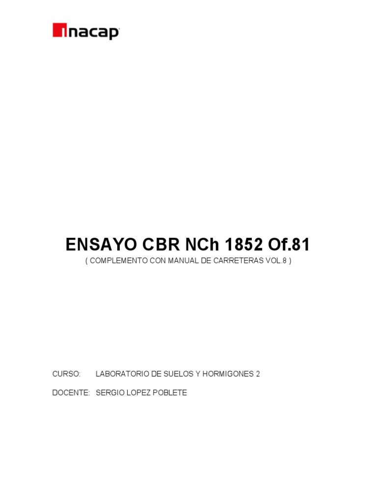 Ensayo CBR Explicado (NCH 1852 Of.81) | PDF