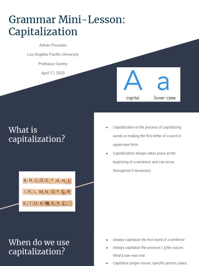 Grammar Mini-Lesson Capitalization | PDF | Language Mechanics ...