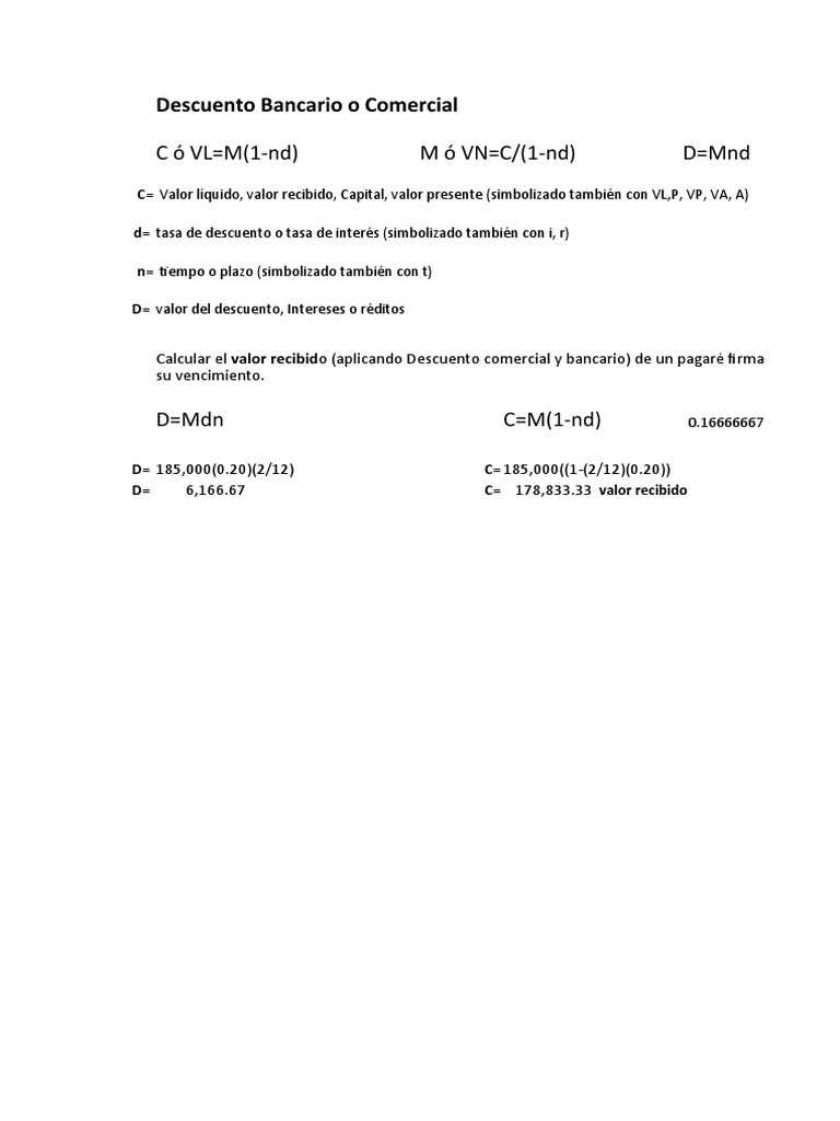 Ejercicios Resueltos, Descuento Bancario | PDF | Bancos | Dinero
