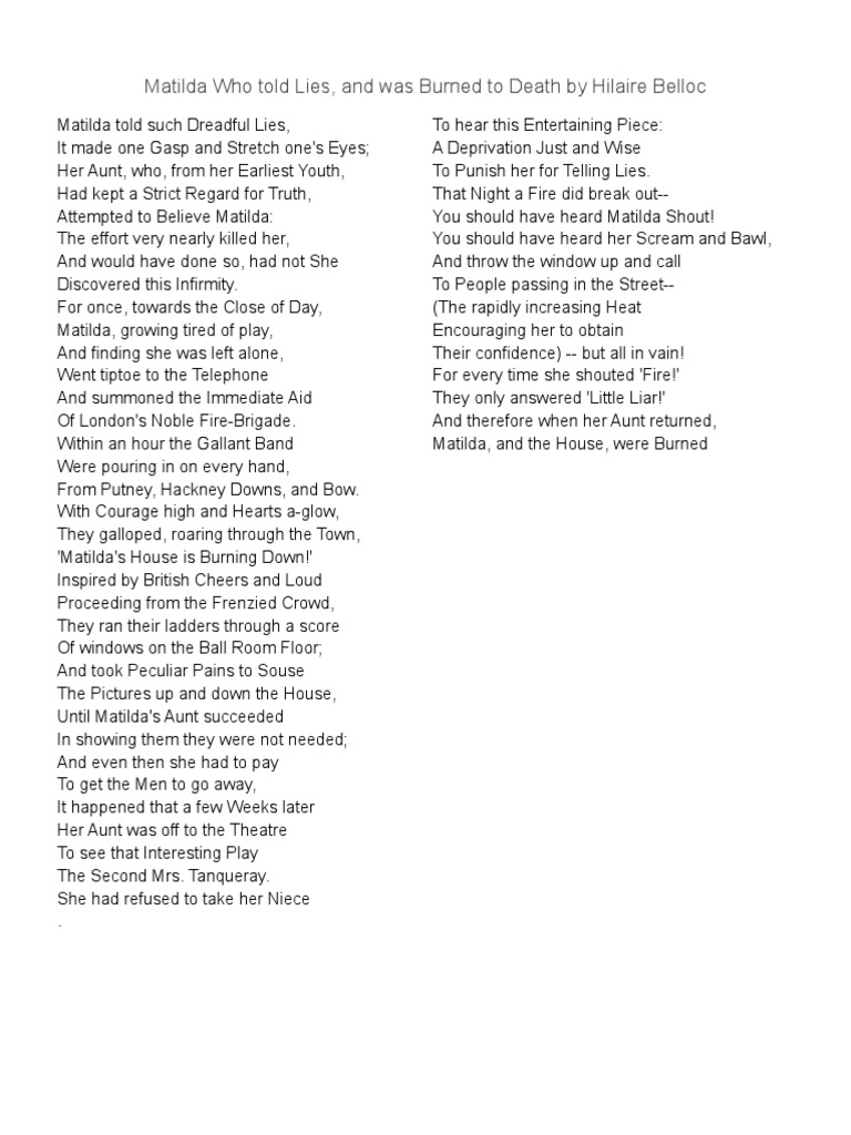 Poem Matilda | PDF | Classics