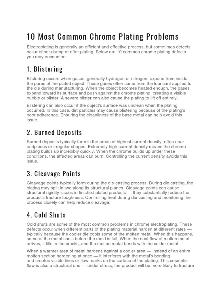 Common Chrome Plating Defects Explained | PDF | Fracture | Metals