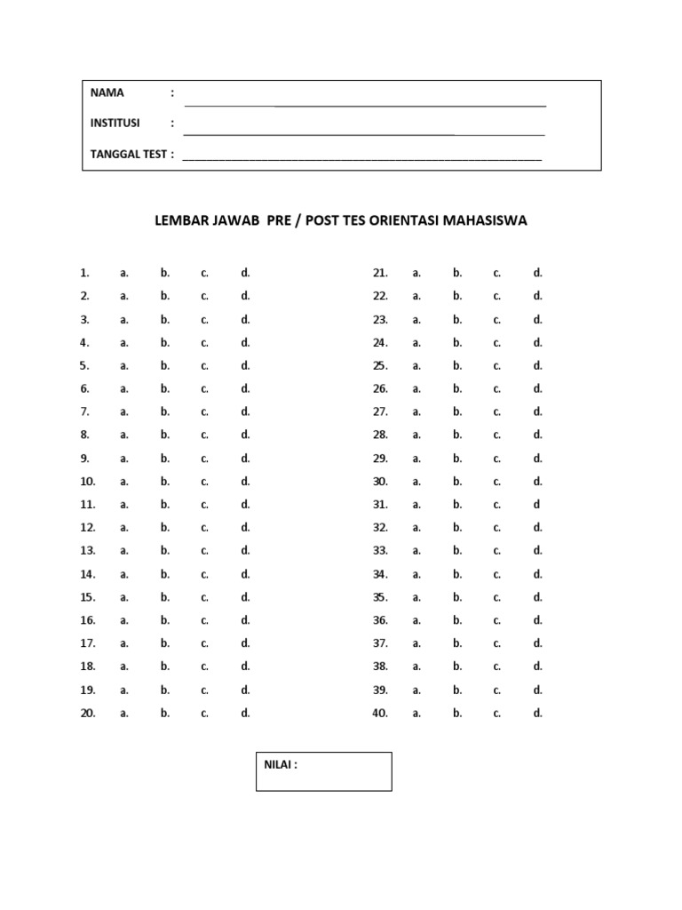 Lembar Jawab Pretest Mahasiswa | PDF | Teaching Methods & Materials ...
