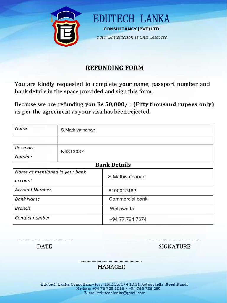 Refund Form - New-2 | PDF