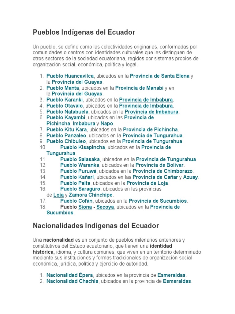 Los pueblos y nacionalidades indígenas del Ecuador: una descripción de ...